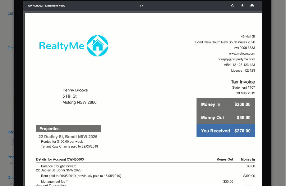 Statements | Property Management Software - PropertyMe